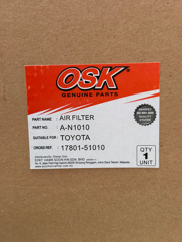 OSK A-N1010 Air Filter suitable for replacement with Toyota 17801-5101 ...