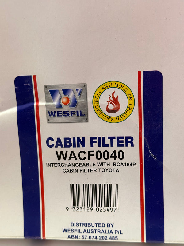 WESFIL WACF0040 Carbon Cabin Air Filter | Mining & Industrial Surplus