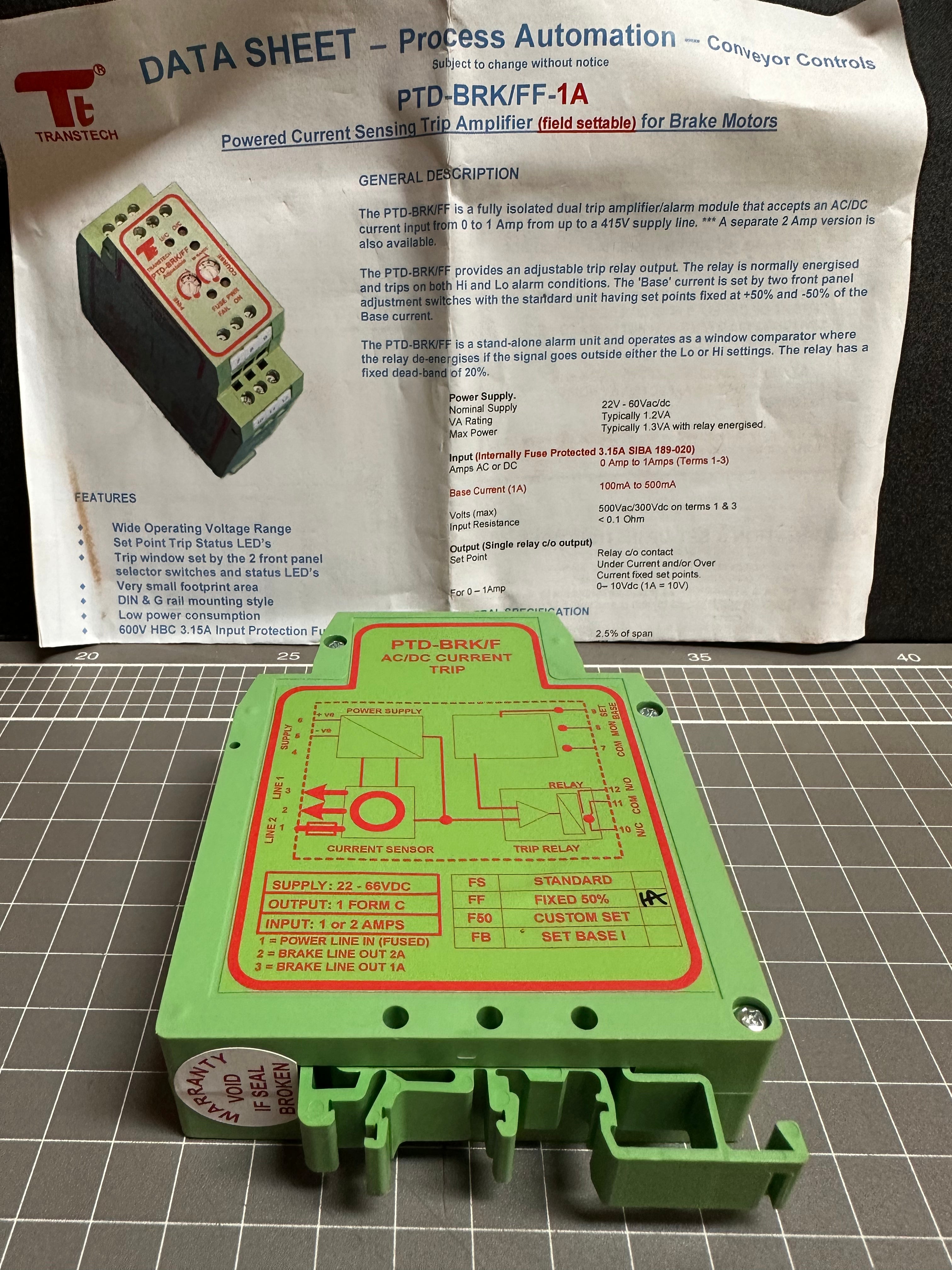 TRANSTECH PTD-BRK/FF-1A Powered Current Sensing Trip Amplifier | Mining ...