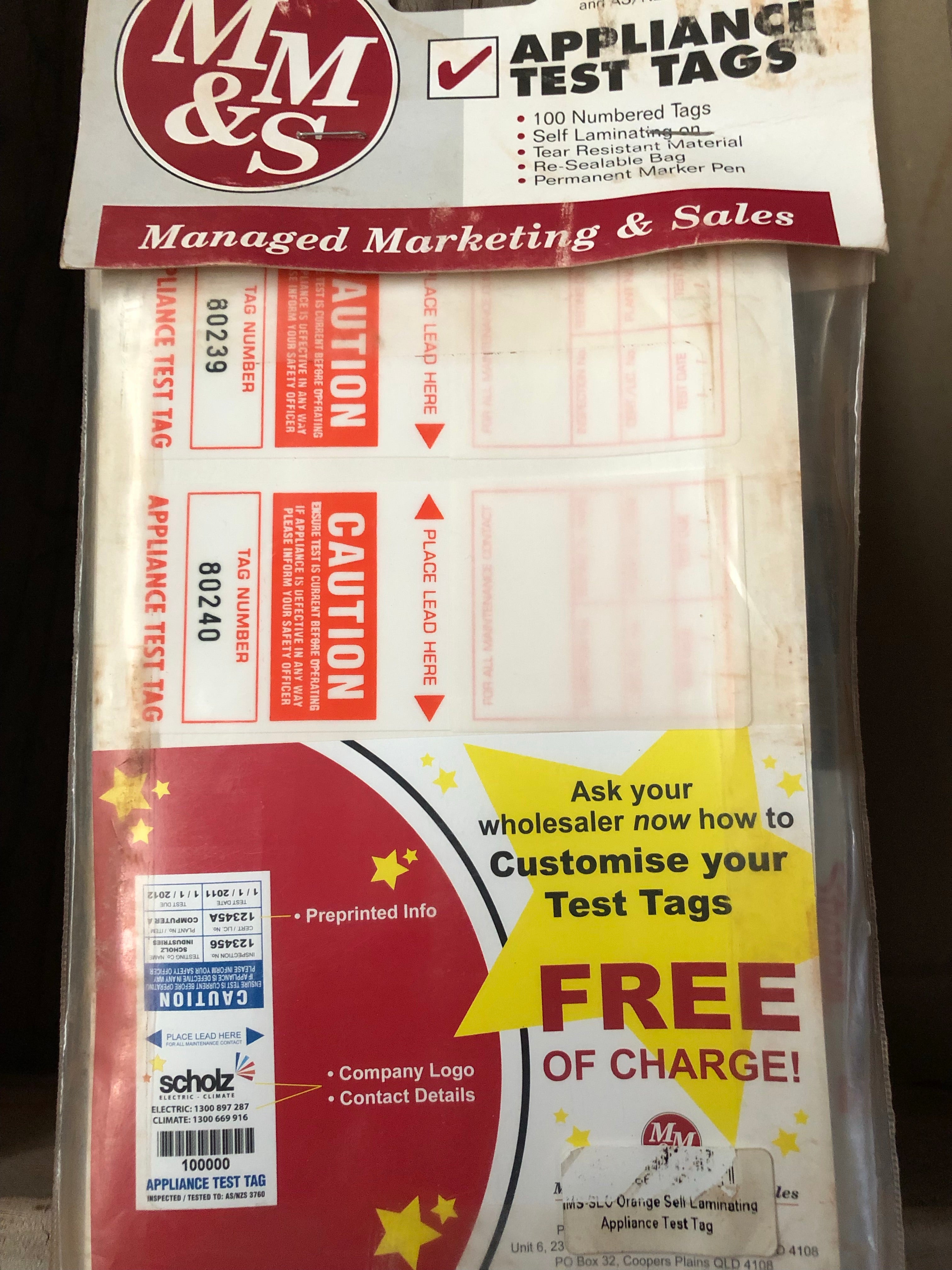 MMS Self Laminating Orange Test Tags-Orange MMSSLO | Mining ...