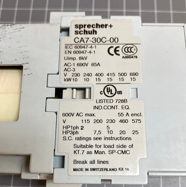 SPRECHER + SCHUH CA7-30C-00 110VDC Contactor | Mining & Industrial Surplus