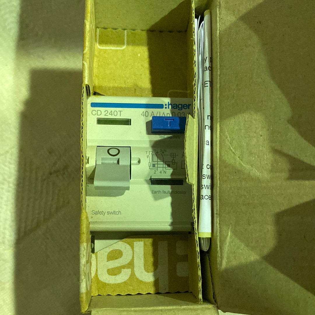 Hager CD240T RCCB Circuit Breaker - 40A, 2 Pole, 164328 | Mining ...