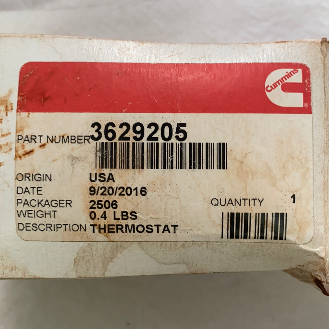 CUMMINS THERMOSTAT 3629205 | Mining & Industrial Surplus