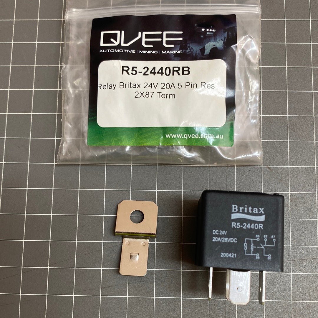 BRITAX R5-2440R Mini Relay, 24V, 20A 5 Pin | Mining & Industrial Surplus