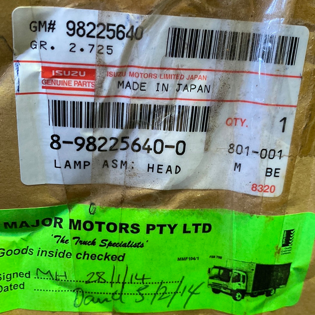 ISUZU 8-98225640-0 Head Lamp | Mining & Industrial Surplus