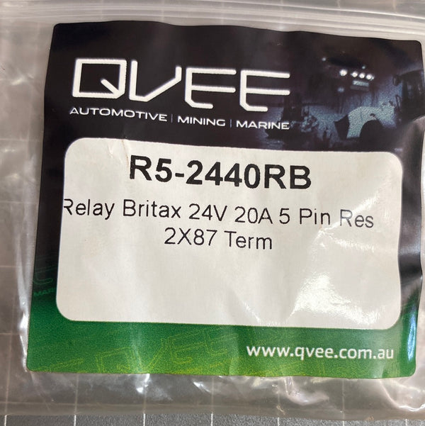 BRITAX R5-2440R Mini Relay, 24V, 20A 5 Pin | Mining & Industrial Surplus