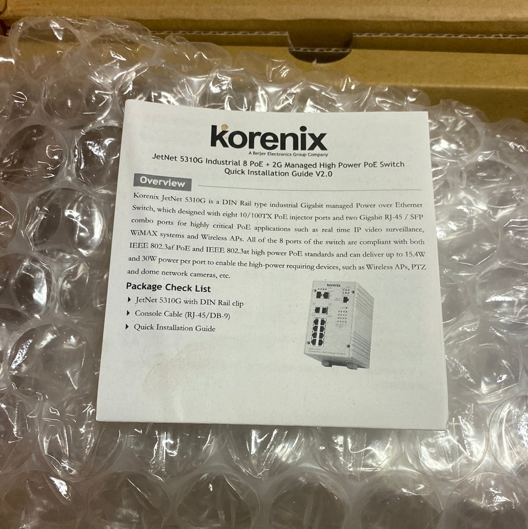 KORENIX JetNet 5310G Industrial 8 PoE + 2G Managed High Power PoE Swit ...