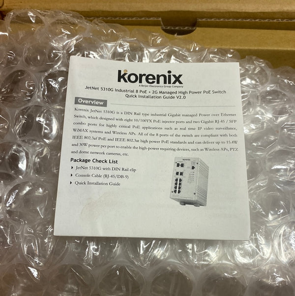 KORENIX JetNet 5310G Industrial 8 PoE + 2G Managed High Power PoE Swit ...