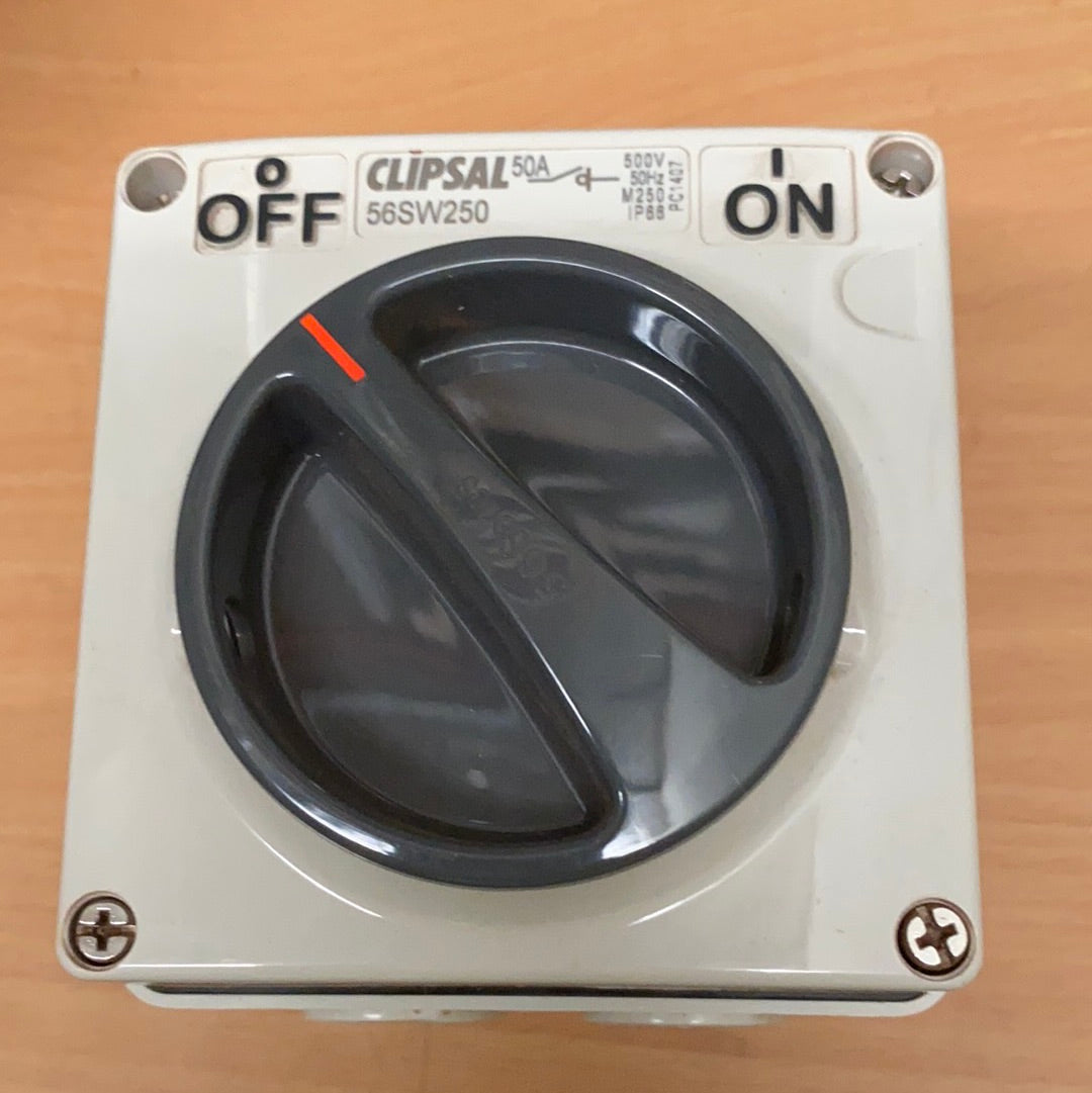 Clipsal 56SW250 Surface Switch, Double Pole, Grey, 56 Series | Mining ...