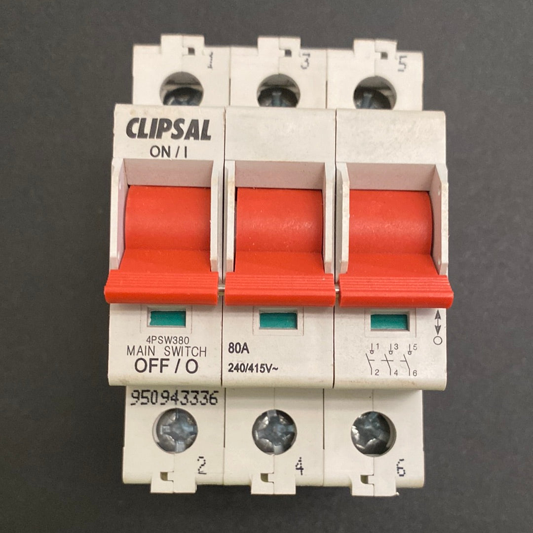 Clipsal 4PSW380 Main Switch/ Isolator - 3 Pole 80A | Mining ...