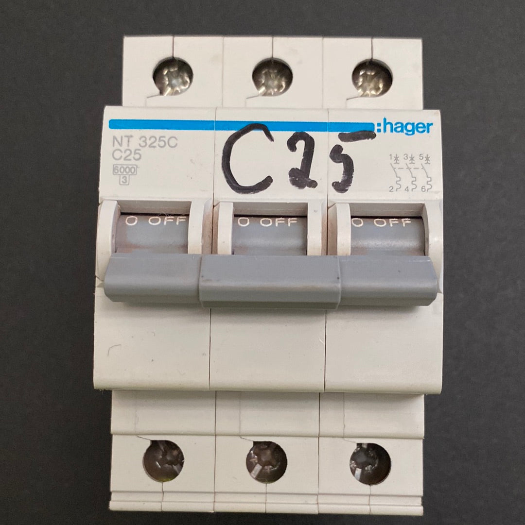 Hager NT325C C-25A 3 Pole Miniature Circuit Breaker | Mining ...